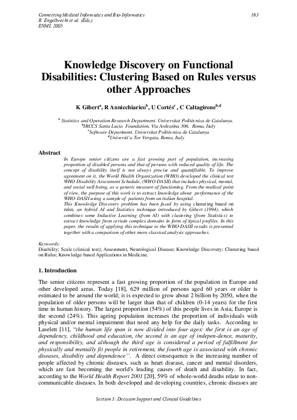 (PDF) Knowledge discovery on functional disabilities using clustering based on rules on WHO-DAS II