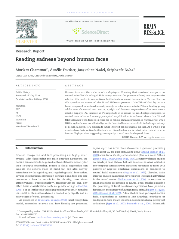 (PDF) Reading sadness beyond human faces