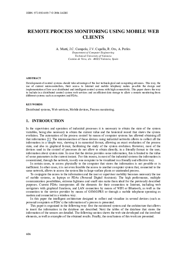 (PDF) Remote Process Monitoring Using Mobile Web Clients