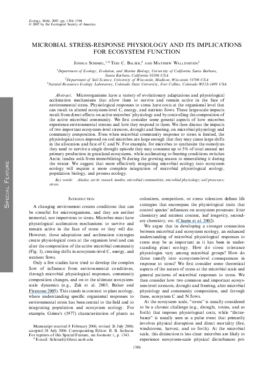 Pdf Microbial Stress Response Physiology And Its Implications For