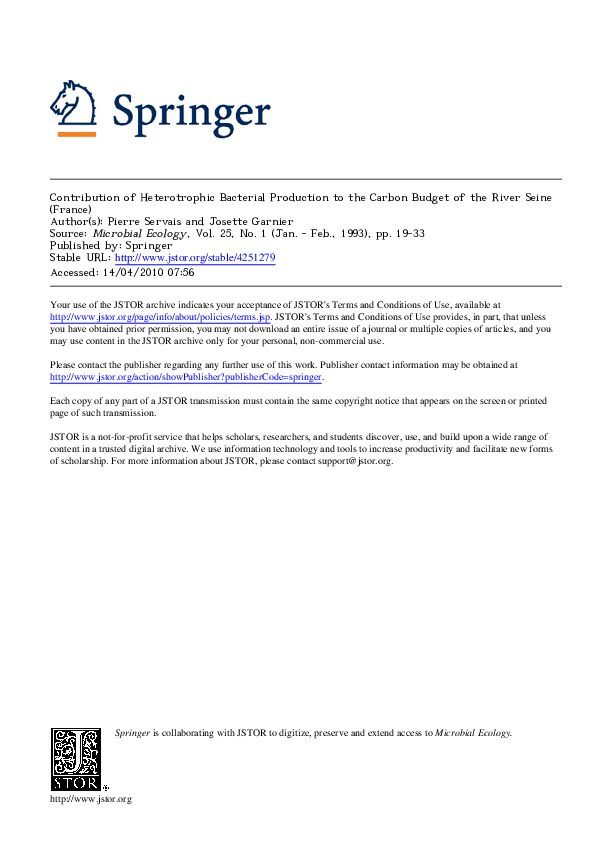 (PDF) Contribution of heterotrophic bacterial production to the carbon ...