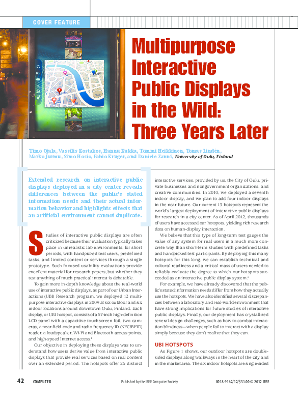 (PDF) Multipurpose Interactive Public Displays in the Wild: Three Years ...