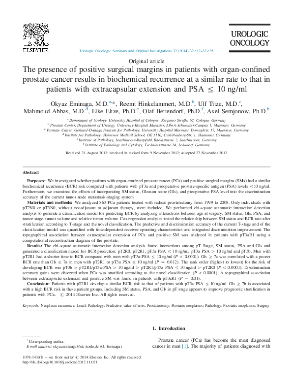 (PDF) The presence of positive surgical margins in patients with organ ...