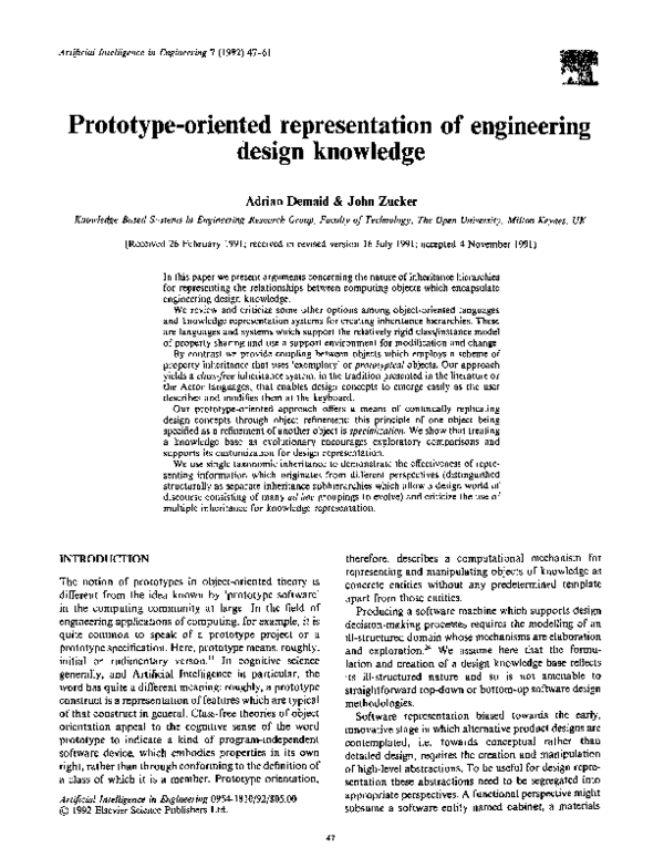 (PDF) Prototype-oriented representation of engineering design knowledge