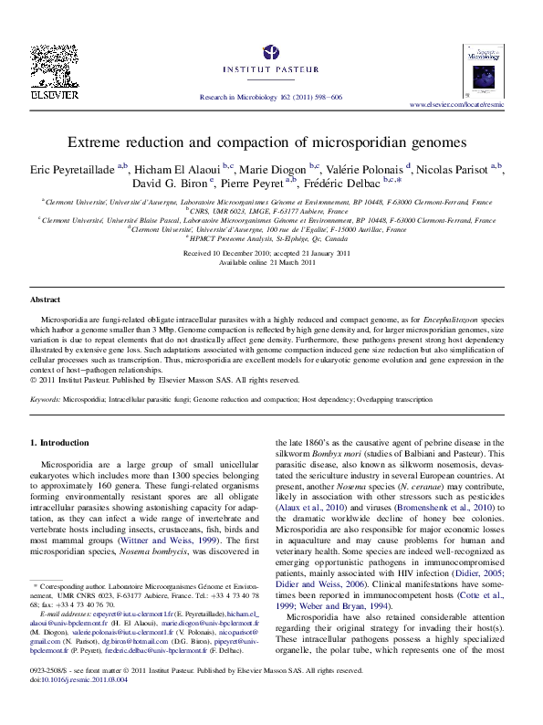 (PDF) Extreme reduction and compaction of microsporidian genomes