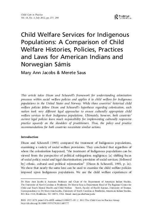 (PDF) From the Indian Adoption Project to the Indian Child Welfare Act ...