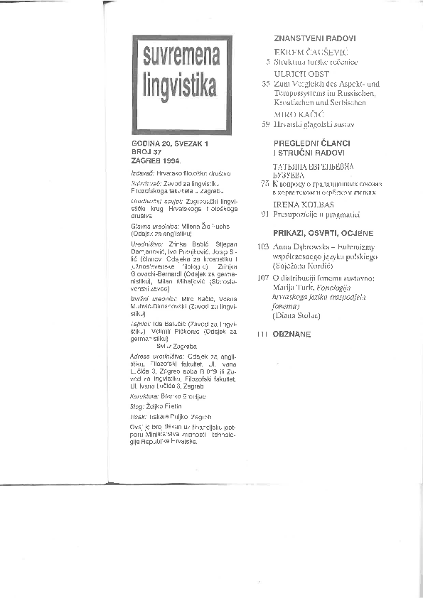 (PDF) Struktura turske rečenice (Turkish Sentence Structure)