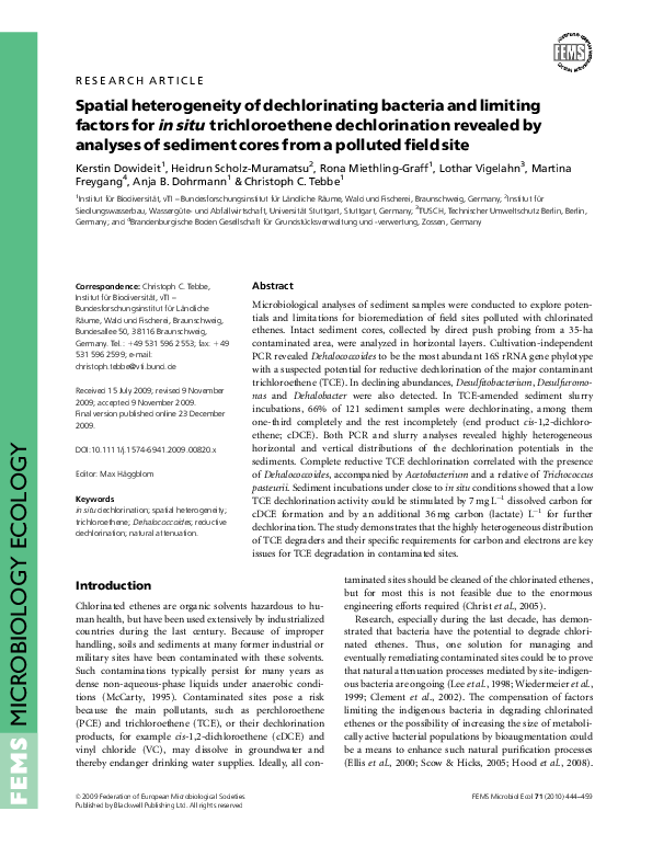 (PDF) Heterogeneity of Dechlorinating Bacteria in TCE
