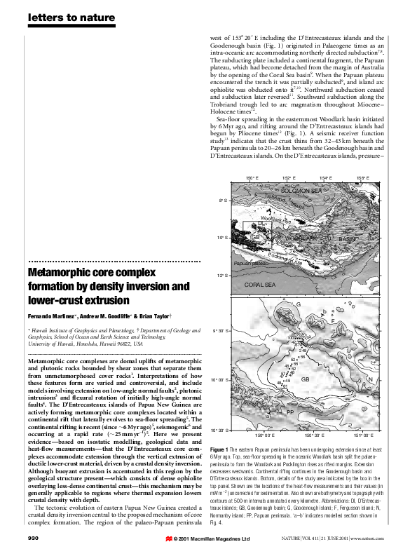 (PDF) Metamorphic core complex formation by density inversion and lower ...