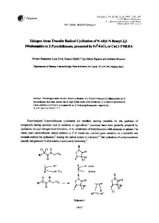 (PDF) Halogen atom transfer radical cyclization of N-allyl-N-benzyl-2,2 ...