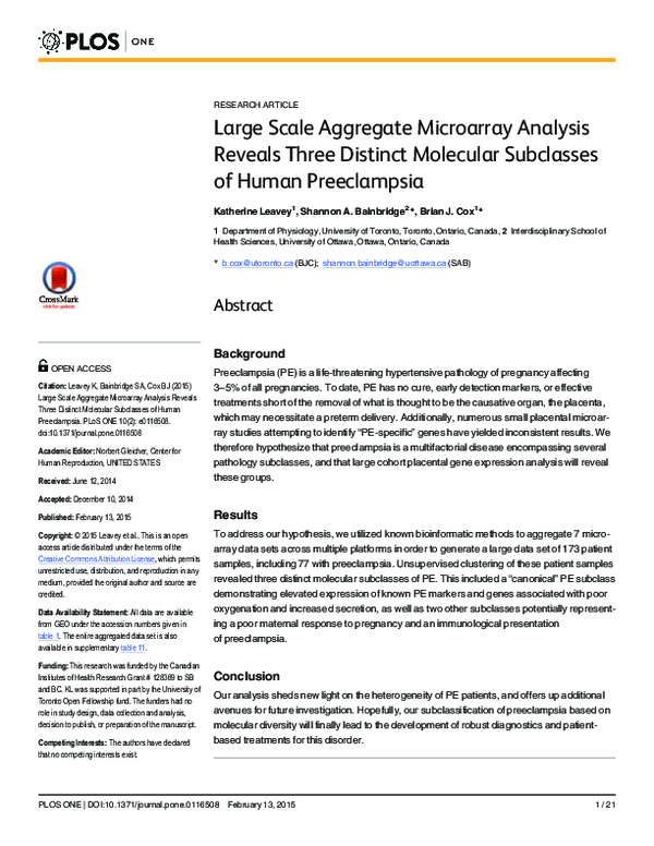 Pdf Large Scale Aggregate Microarray Analysis Reveals Three Distinct Molecular Subclasses Of