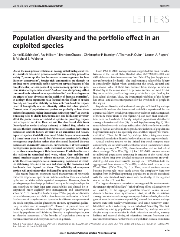 (PDF) Population diversity and the portfolio effect in an exploited species