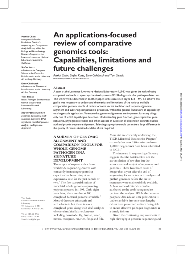 (PDF) An applications-focused review of comparative genomics tools ...