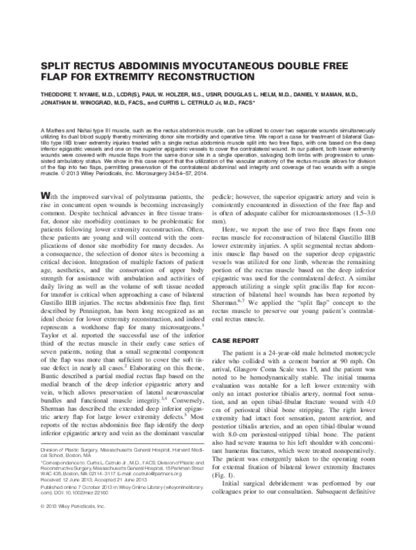 (PDF) SPLIT rectus abdominis myocutaneous double free flap for ...