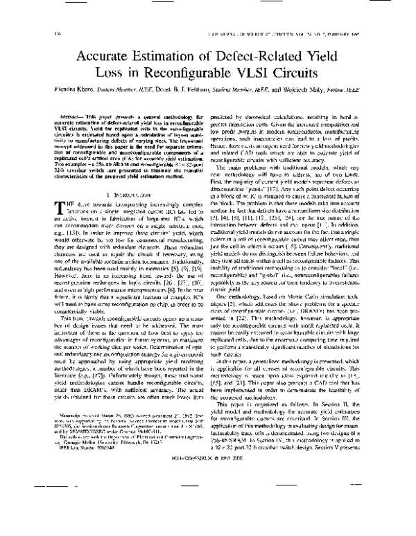 (PDF) Accurate estimation of defect-related yield loss in reconfigurable VLSI circuits