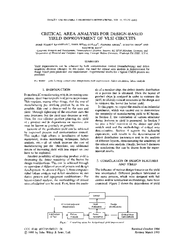 Pdf Critical Area Analysis For Design Based Yield Improvement Of Vlsi