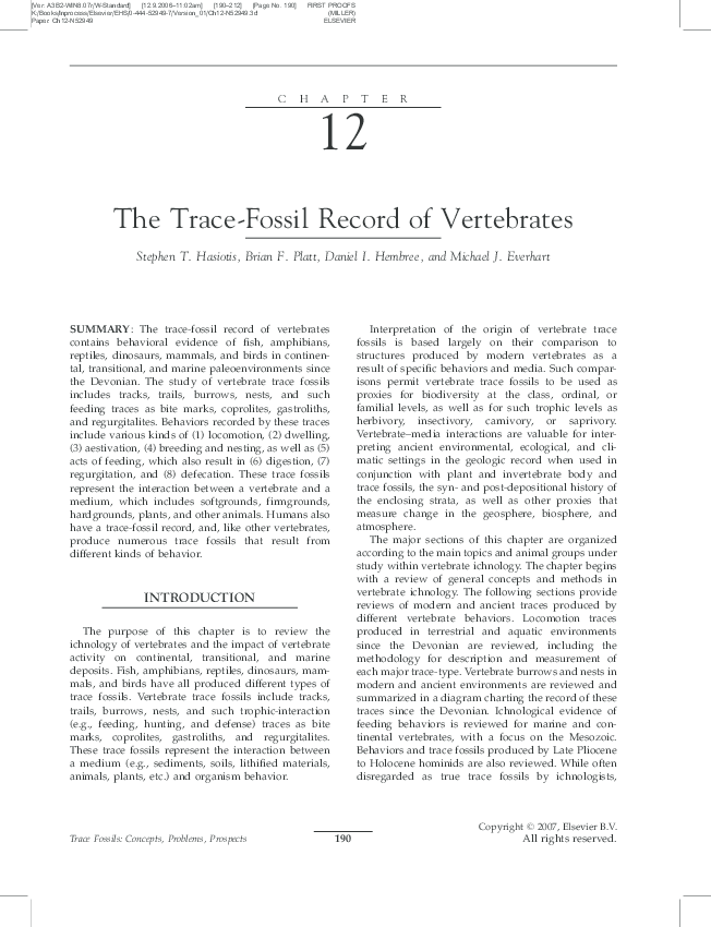 (PDF) The Trace-Fossil Record of Vertebrates