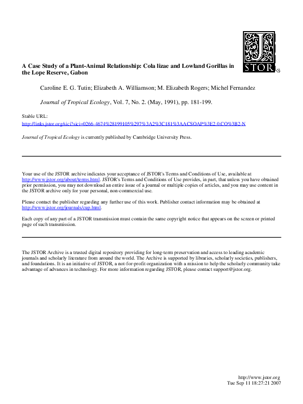 (PDF) A case study of a plant-animal relationship: Cola lizae and ...