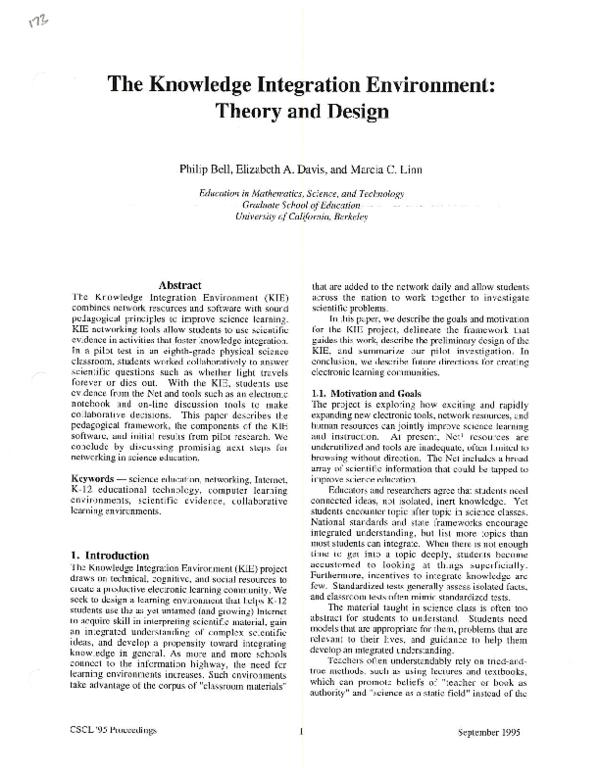 (PDF) The knowledge integration environment (PDF) The knowledge integration environment