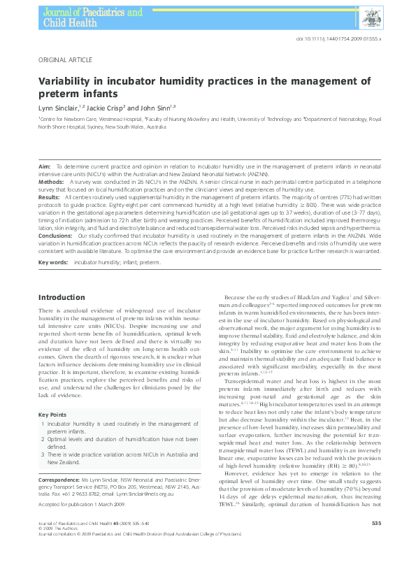(PDF) Variability in incubator humidity practices in the management of ...
