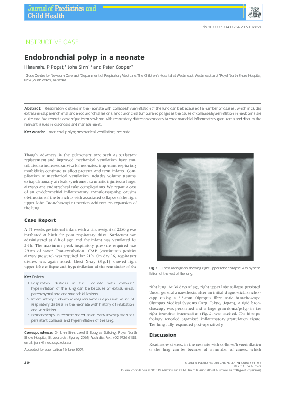 (PDF) Endobronchial polyp in a neonate