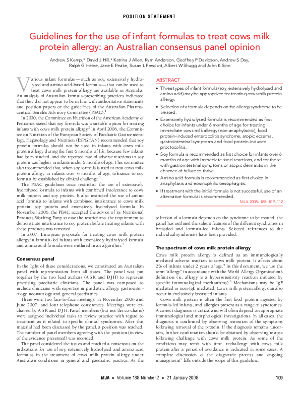 (PDF) Guidelines for the use of infant formulas to treat cow's milk ...
