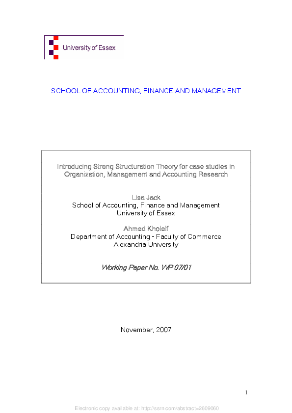 (PDF) Introducing strong structuration theory for informing qualitative ...