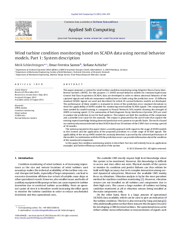 Pdf Wind Turbine Condition Monitoring Based On Scada Data Using
