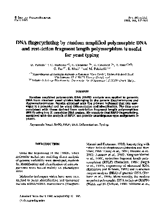 (PDF) DNA fingerprinting by random amplified polymorphic DNA and restriction fragment length ...