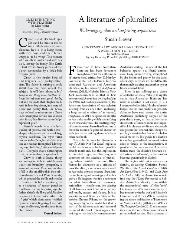 (PDF) 'A Literature of Pluralities' Review of Nicholas Birns ...