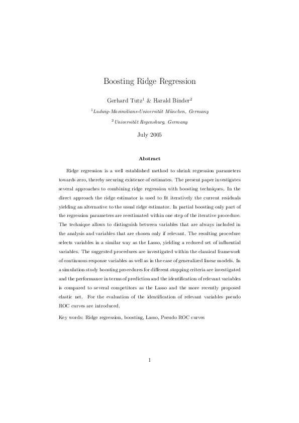 (PDF) Boosting ridge regression