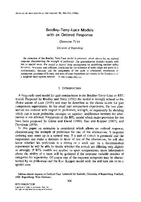 (PDF) Bradley-Terry-Luce models with an ordered response
