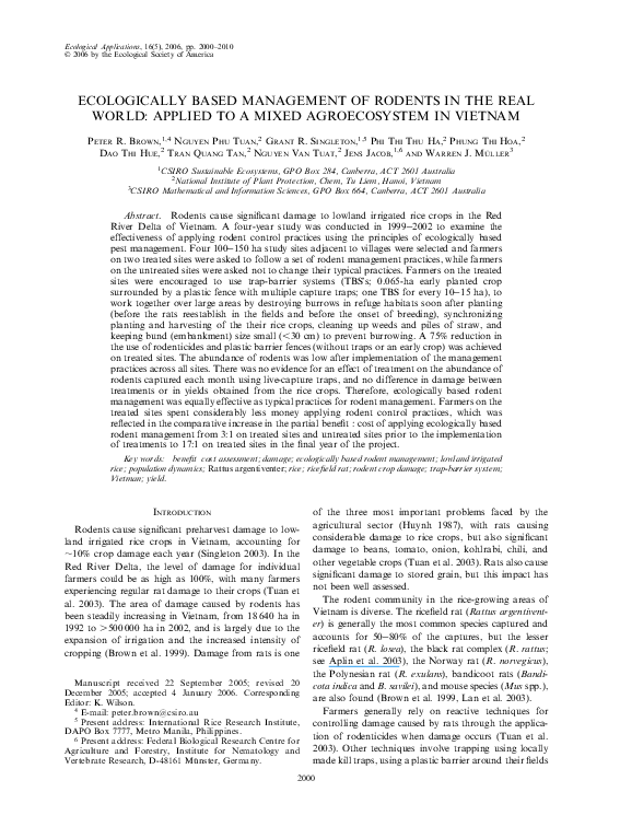 (PDF) Ecologically Based Management of Rodents in the Real World ...