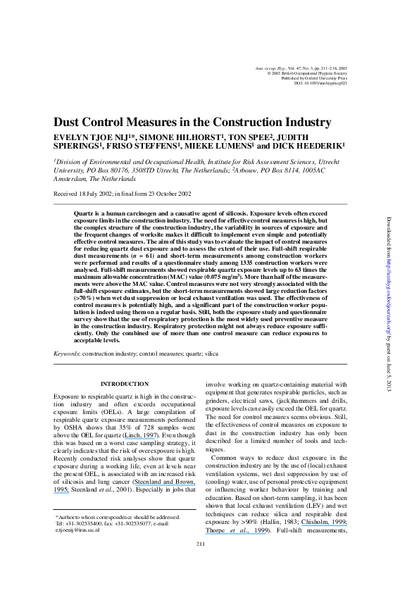 (PDF) Dust Control Measures in the Construction Industry