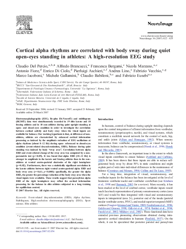 Pdf Cortical Alpha Rhythms Are Correlated With Body Sway During Quiet Open Eyes Standing In