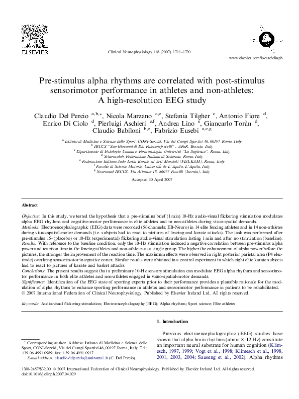 Pdf Pre Stimulus Alpha Rhythms Are Correlated With Post Stimulus Sensorimotor Performance In