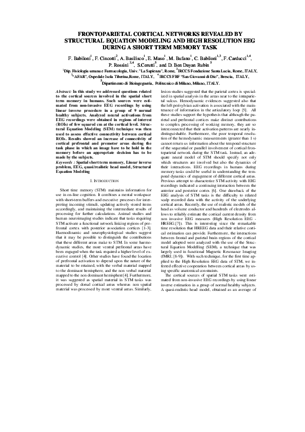 (PDF) Frontoparietal cortical networks revealed by Structural Equation modeling and high ...