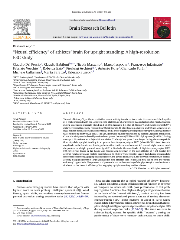 (PDF) “Neural efficiency” of athletes’ brain for upright standing: A ...