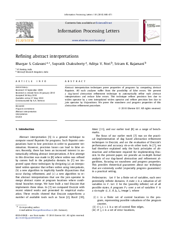 (PDF) Refining abstract interpretations