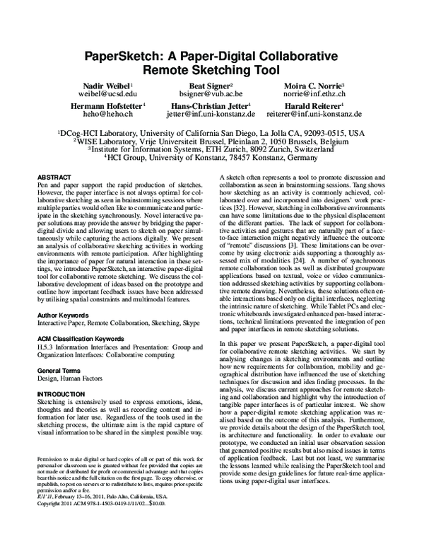 PaperSketch: A Paper-Digital Collaborative Remote Sketching Tool