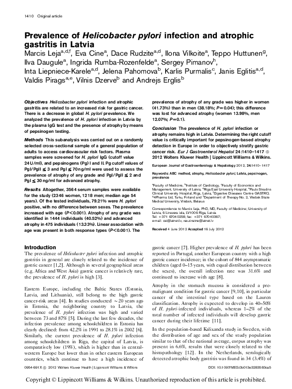 (PDF) Prevalence of Helicobacter pylori infection among children in Rasht, Northern Iran