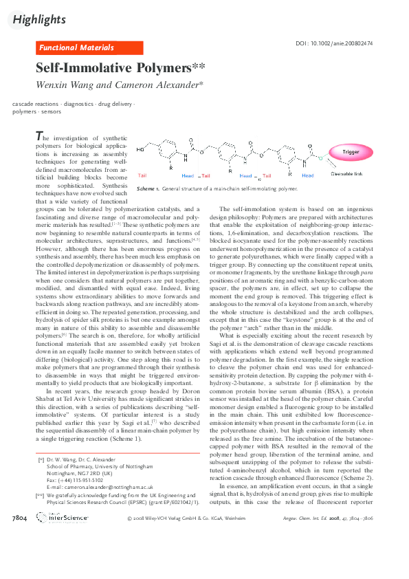 (PDF) Self-Immolative Polymers