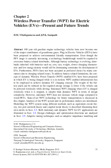(PDF) Wireless Power Transfer (WPT) for Electric Vehicles (EVs)—Present ...