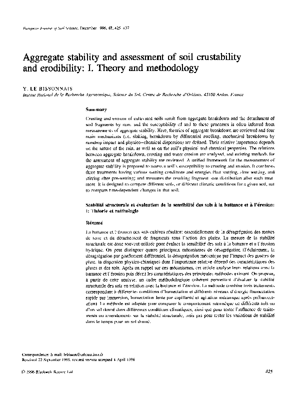 (PDF) Aggregate stability and assessment of soil crustability and erodibility: II. Application ...