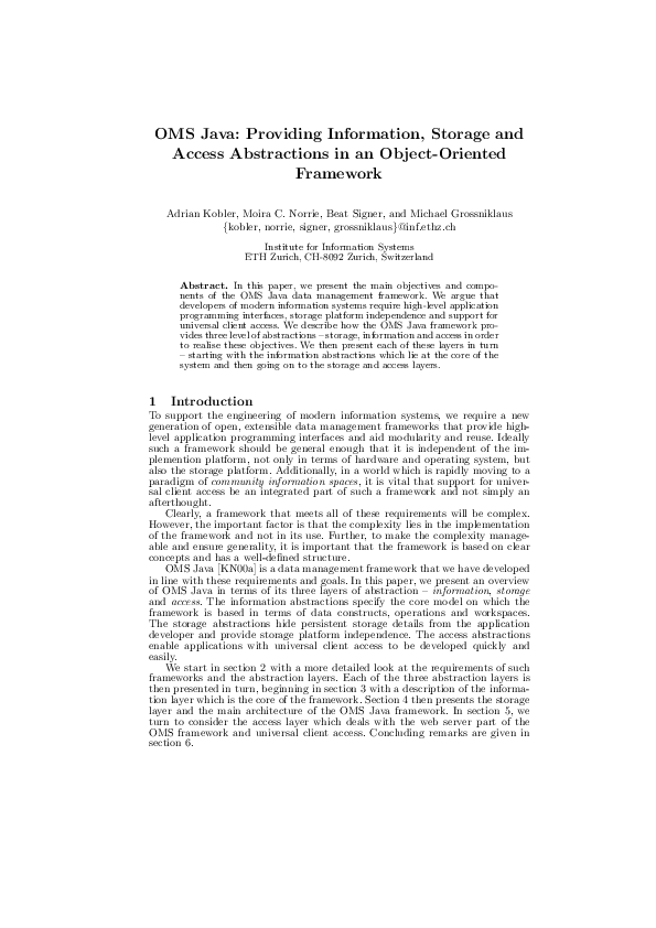 Oms Java Providing Information Storage And Access Abstractions In An
