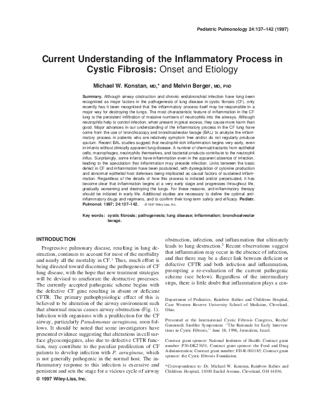 (PDF) Current understanding of the inflammatory process in cystic ...