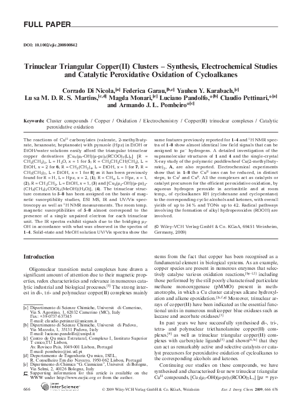 (PDF) Trinuclear Triangular Copper(II) Clusters - Synthesis, Electrochemical Studies and ...