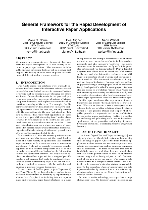 General Framework for the Rapid Development of Interactive Paper ...