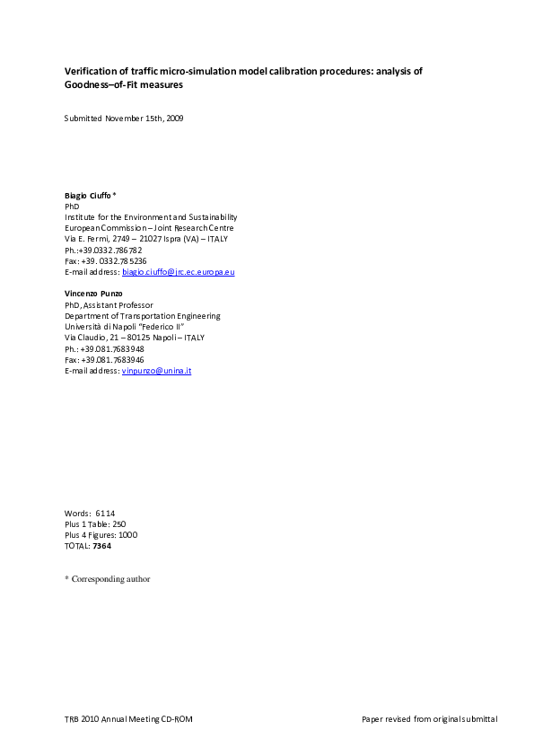 Pdf Verification Of Traffic Micro Simulation Model Calibration Procedures Analysis Of