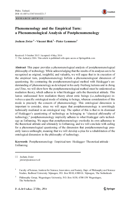 (PDF) "Phenomenology and the Empirical Turn: a Phenomenological ...